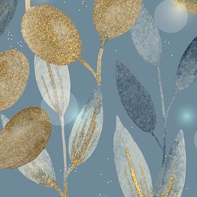 Hand painted vines with gold glitter Custom Fabric by the Yard