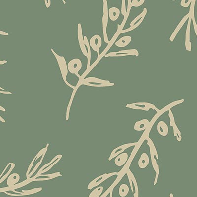 Hand painted abstract branches with berries Custom Fabric by the Yard