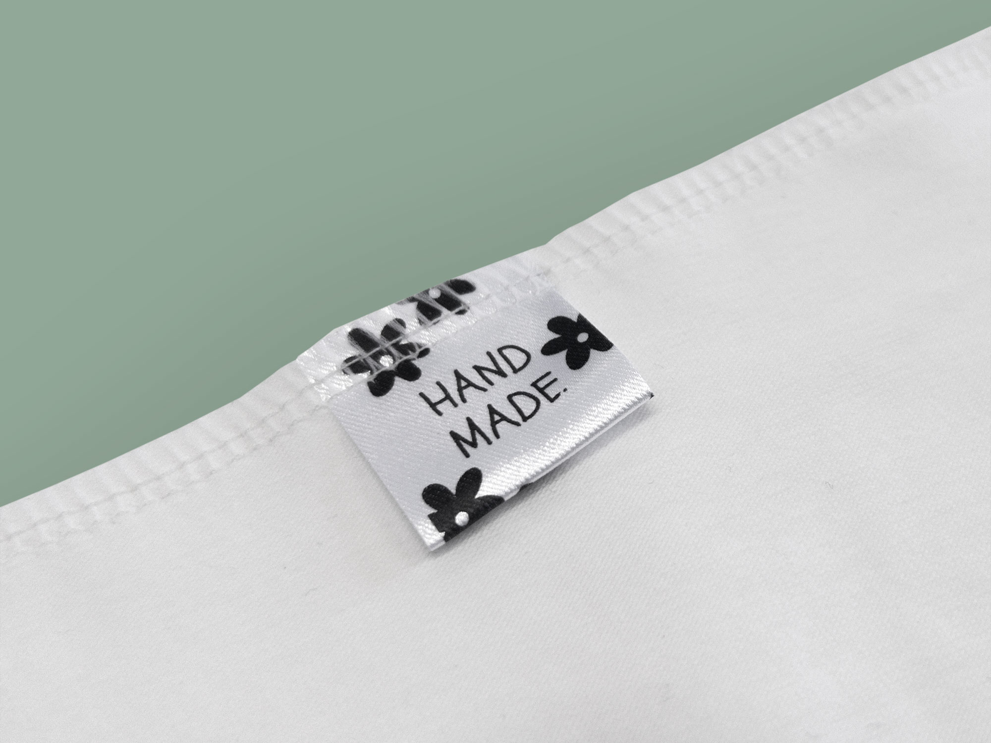 Custom printed Folded Fabric Labels 1" x 1" - Print on demand
